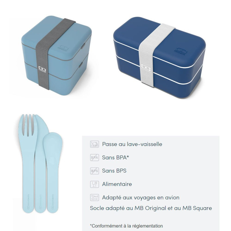 3 couverts pour boîte repas Bento - Lunch box plastique biodégradable